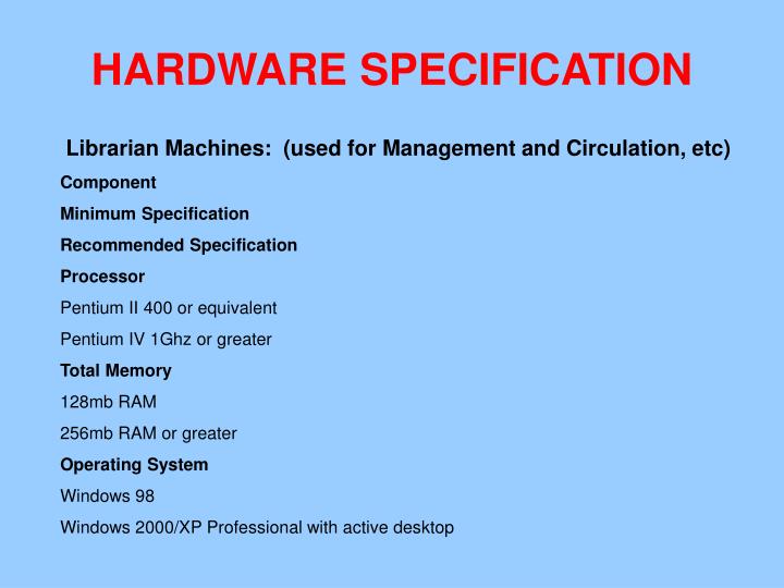 PPT - HARDWARE SPECIFICATION PowerPoint Presentation, free download ... PPT - HARDWARE SPECIFICATION PowerPoint Presentation, free download ...