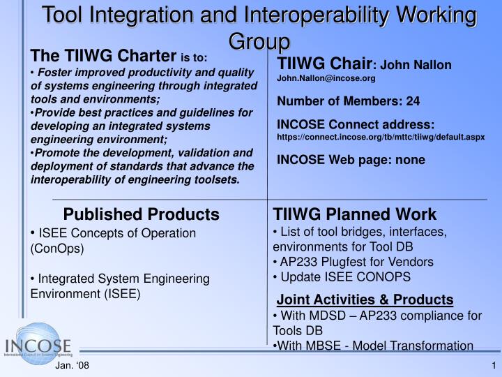 PPT - Tool Integration and Interoperability Working Group PowerPoint ...