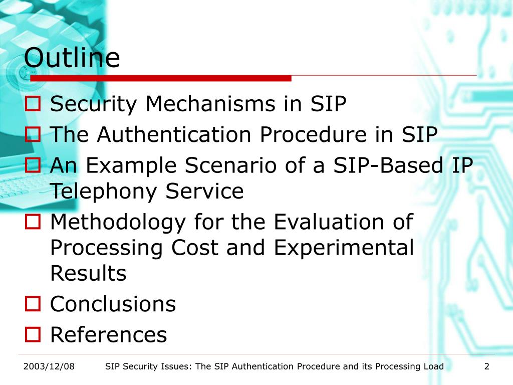 Ppt Sip Security Issues The Sip Authentication Procedure And Its Processing Load Powerpoint
