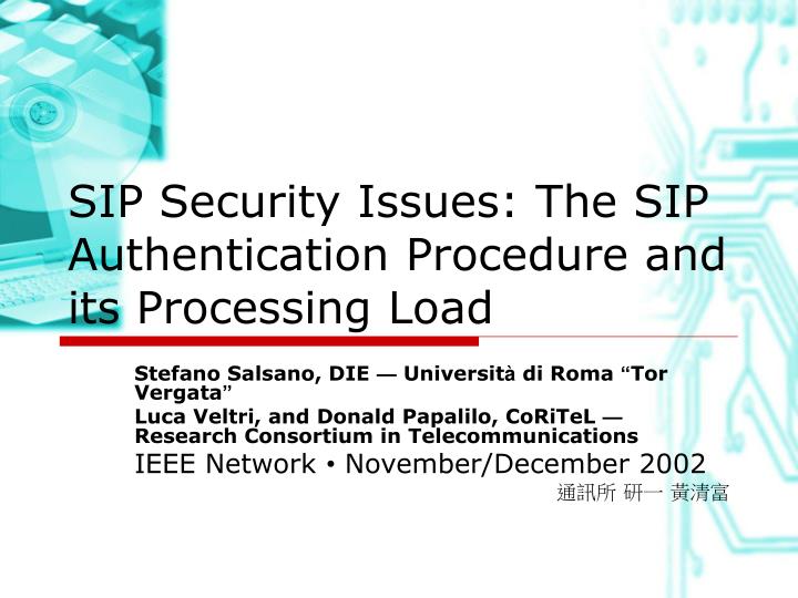 Ppt Sip Security Issues The Sip Authentication Procedure And Its Processing Load Powerpoint