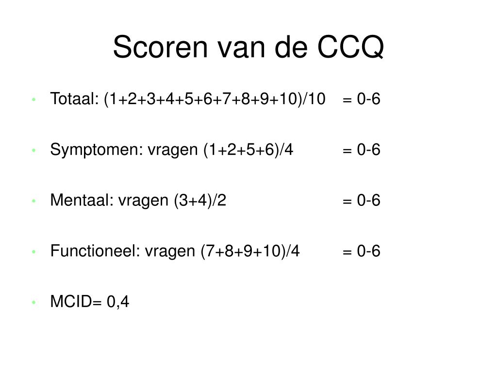 PPT - Workshop ACQ en CCQ Het gebruik in de dagelijkse praktijk ...