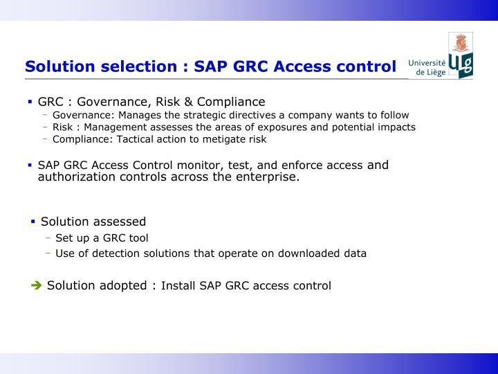 PPT - SAP GRC access control @ ULg PowerPoint Presentation - ID:3388887