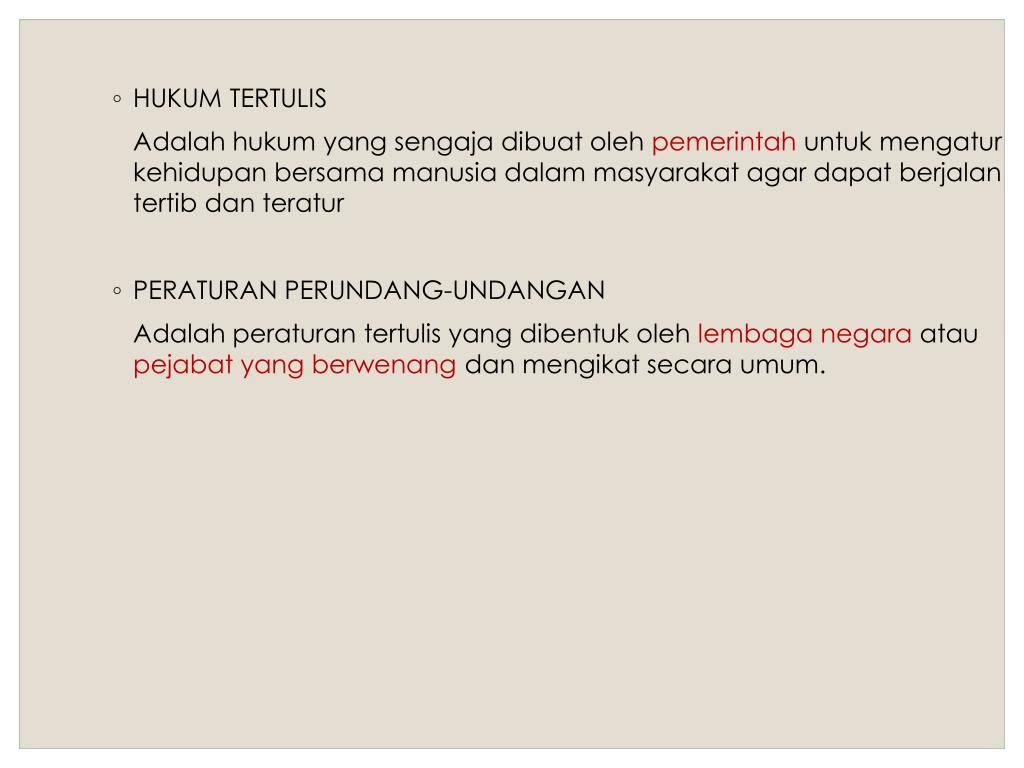 PPT - HUKUM TERTULIS/ PERATURAN PERUNDANG-UNDANGAN PowerPoint ...