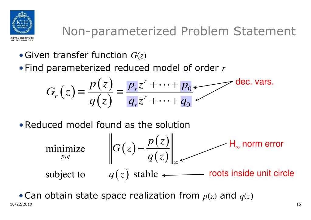 Ppt Parameterized Model Order Reduction Via Quasi Convex Optimization