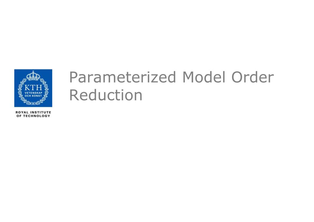 Ppt Parameterized Model Order Reduction Via Quasi Convex Optimization Powerpoint Presentation
