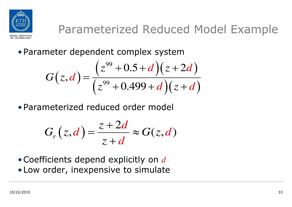 Ppt Parameterized Model Order Reduction Via Quasi Convex Optimization