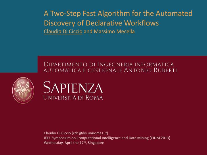 PPT A Two Step Fast Algorithm For The Automated Discovery Of 