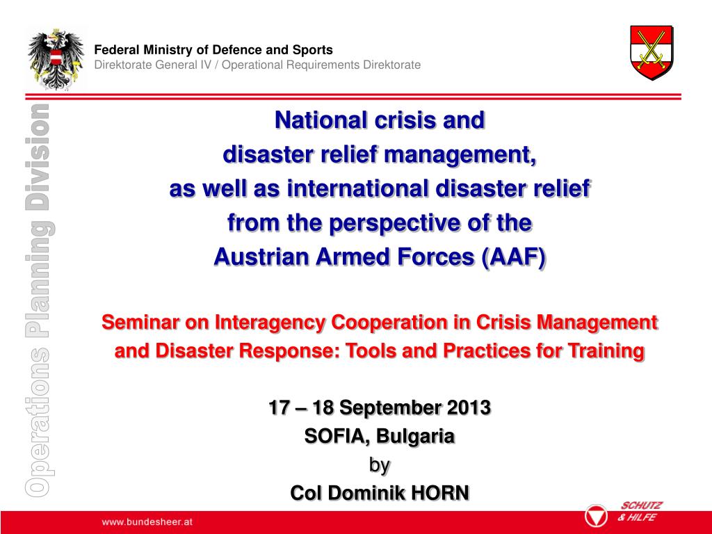 PPT - National crisis and disaster relief management, as well as ...