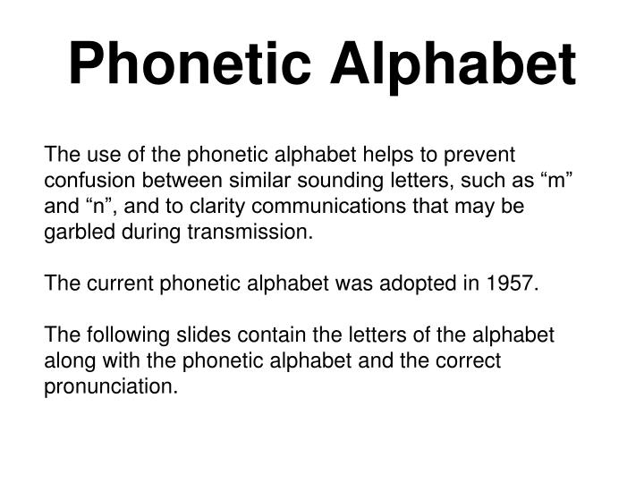PPT - Phonetic Alphabet PowerPoint Presentation - ID:3391189