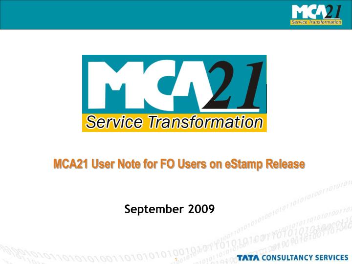 PPT - MCA21 User Note for FO Users on eStamp Release PowerPoint Presentation - ID:3391422