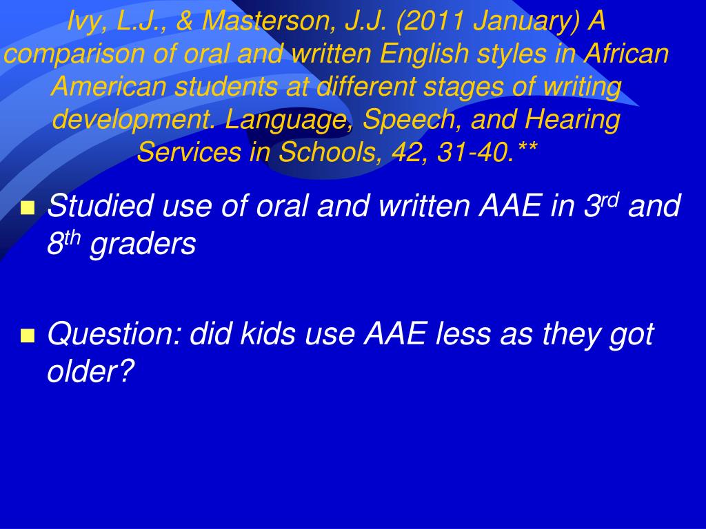 PPT - AFRICAN AMERICAN ENGLISH AND CULTURE PowerPoint Presentation ...