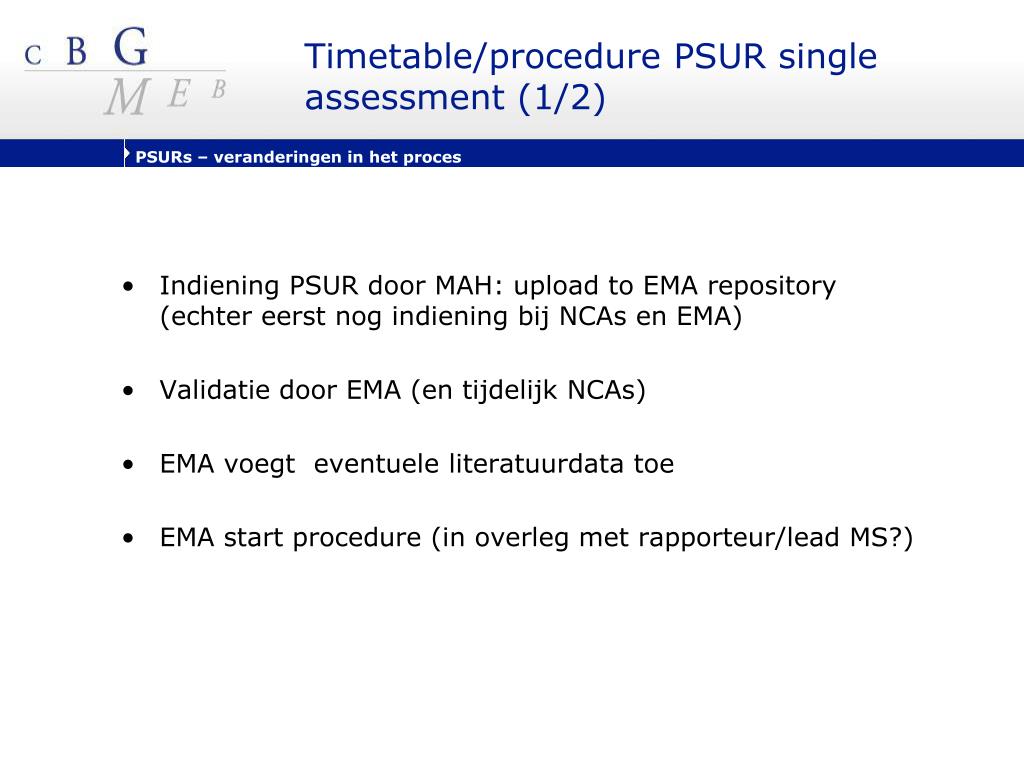 PPT - Nieuwe wetgeving Farmacovigilantie PSURs – veranderingen in het ...