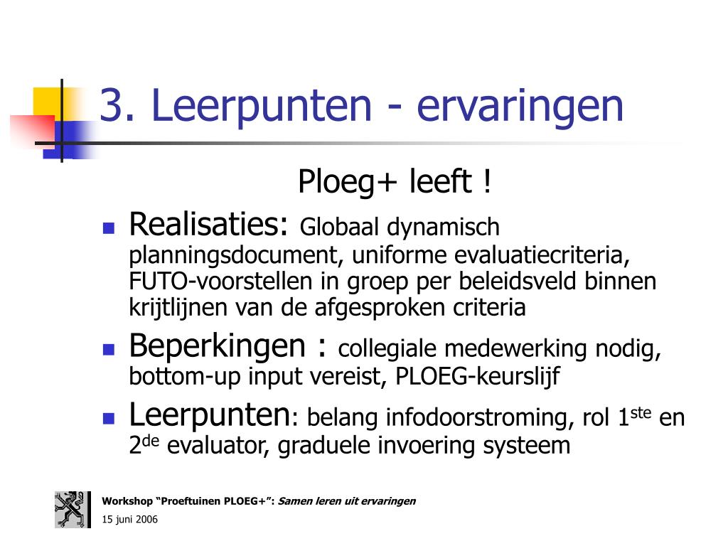 PPT - “Proeftuinsessie 4: Afdeling Gesubsidieerde Infrastructuur ...