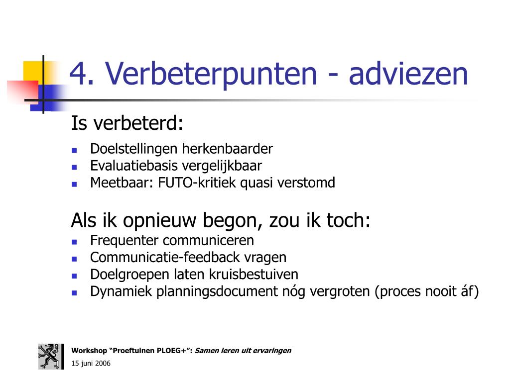 PPT - “Proeftuinsessie 4: Afdeling Gesubsidieerde Infrastructuur ...