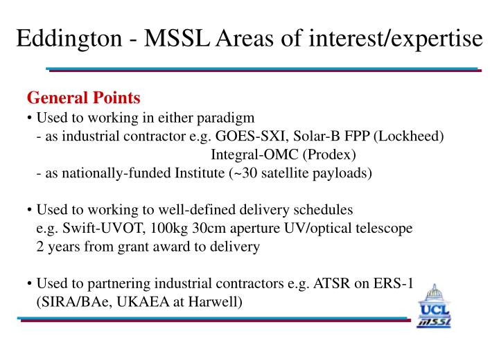 PPT - Eddington - MSSL Areas of interest/expertise PowerPoint ...