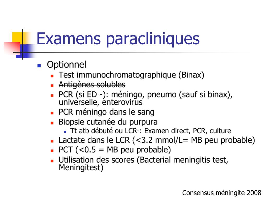 PPT - Prise en charge des méningites bactériennes aigues communautaires ...