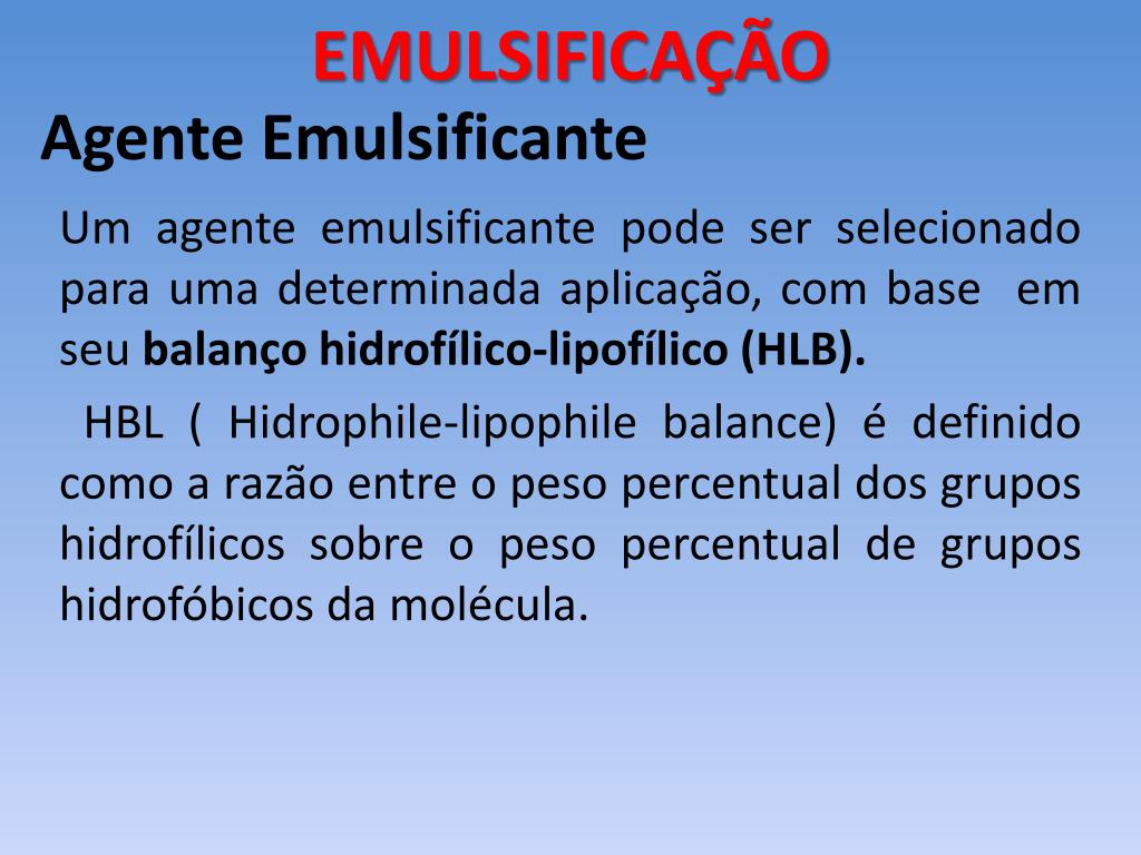 PPT - EMULSIFICAÇÃO E HOMOGENEIZADORES PowerPoint Presentation, free ...