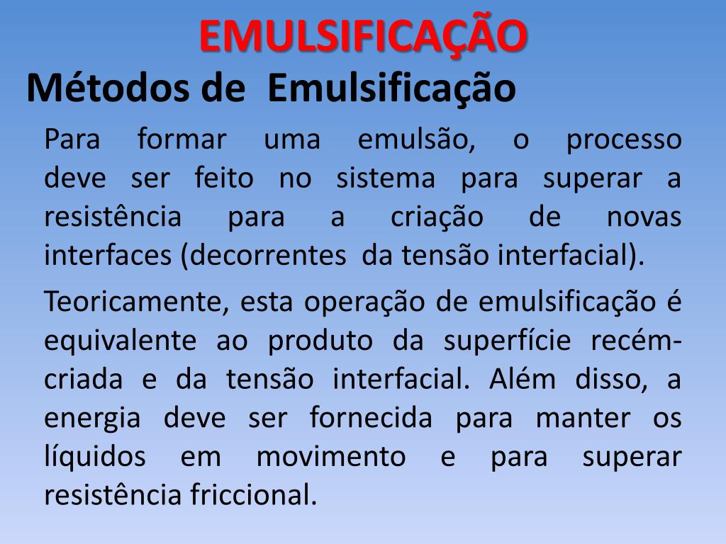 PPT - EMULSIFICAÇÃO E HOMOGENEIZADORES PowerPoint Presentation, free ...