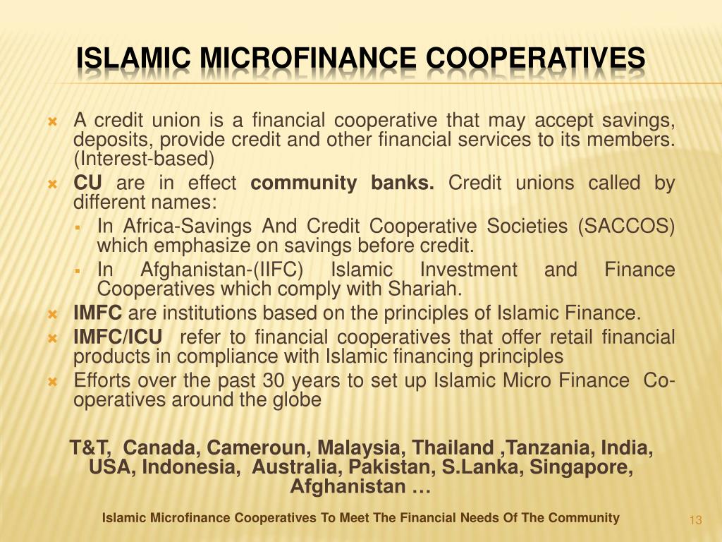 PPT - ISLAMIC MICROFINANCE COOPERATIVES TO MEET THE FINANCIAL NEEDS OF ...