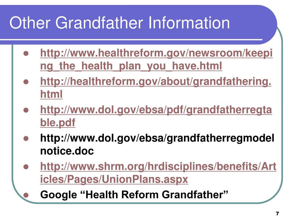 PPT - Discussion of New National Health Insurance Law – Grandfathered ...