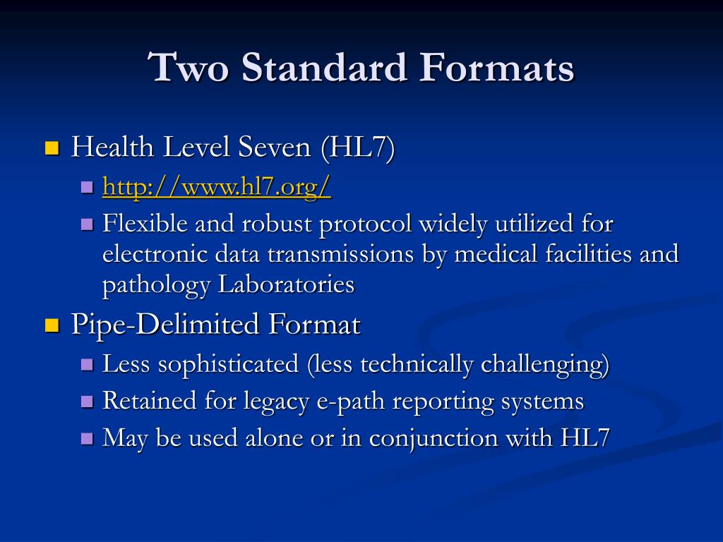 PPT - National HL7 Standards for Electronic Pathology Reporting to ...