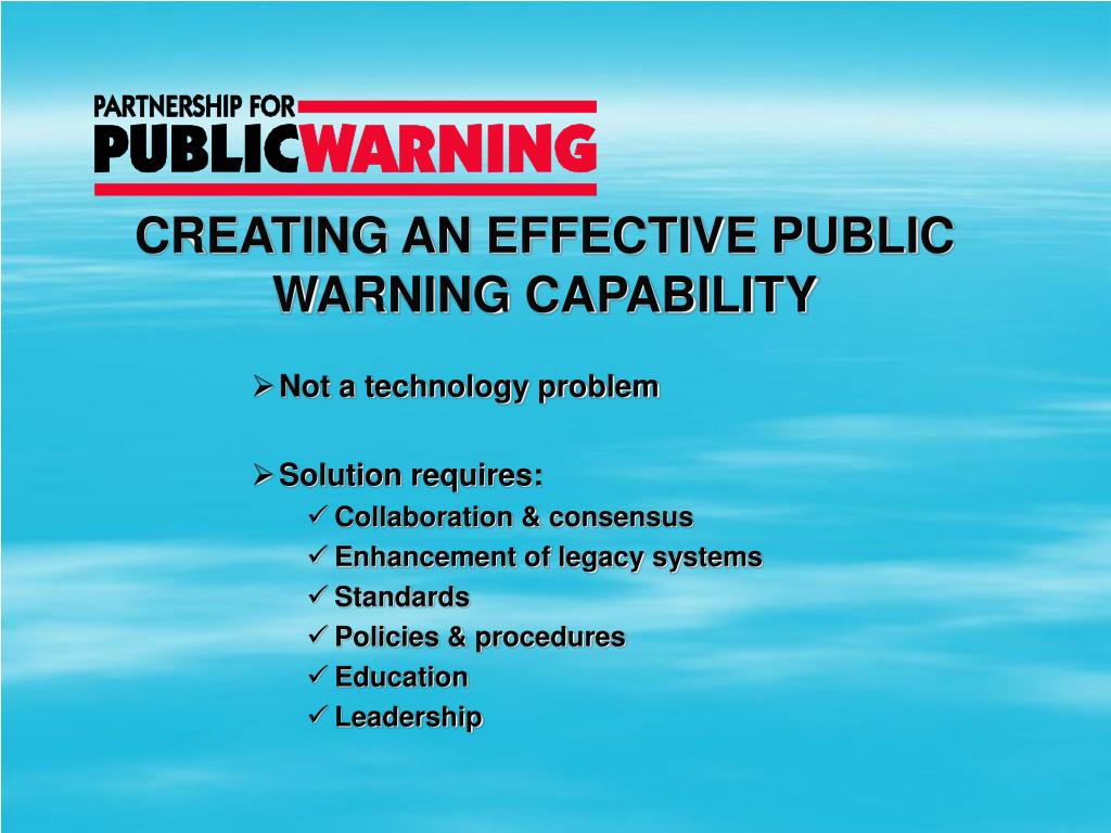 PPT - PROTECTING AMERICA THROUGH PUBLIC ALERT & WARNING NATIONAL ...