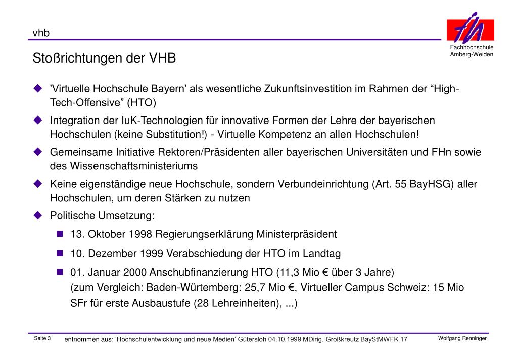 PPT - Virtuelle Hochschule Bayern Bericht zum Stand der Aktivitäten ...
