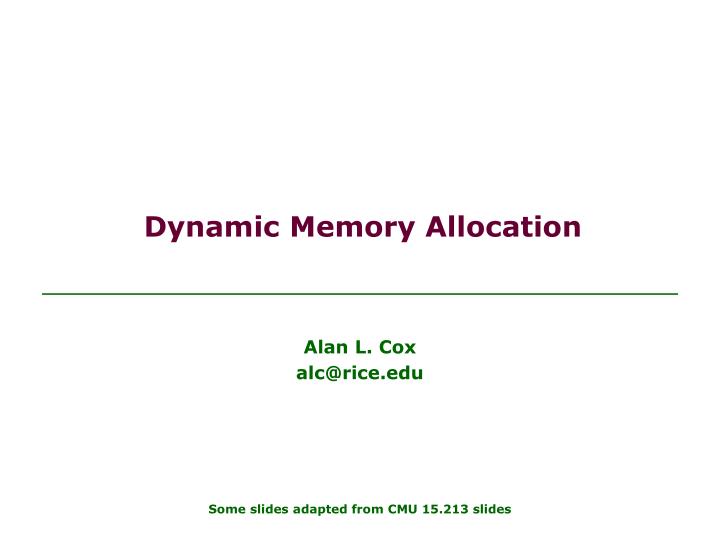 Ppt Dynamic Memory Allocation Powerpoint Presentation Free Download Id 3403801
