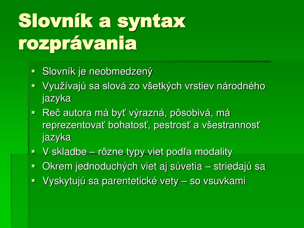 PPT - Rozprávanie v umeleckej literatúre PowerPoint Presentation, free ...