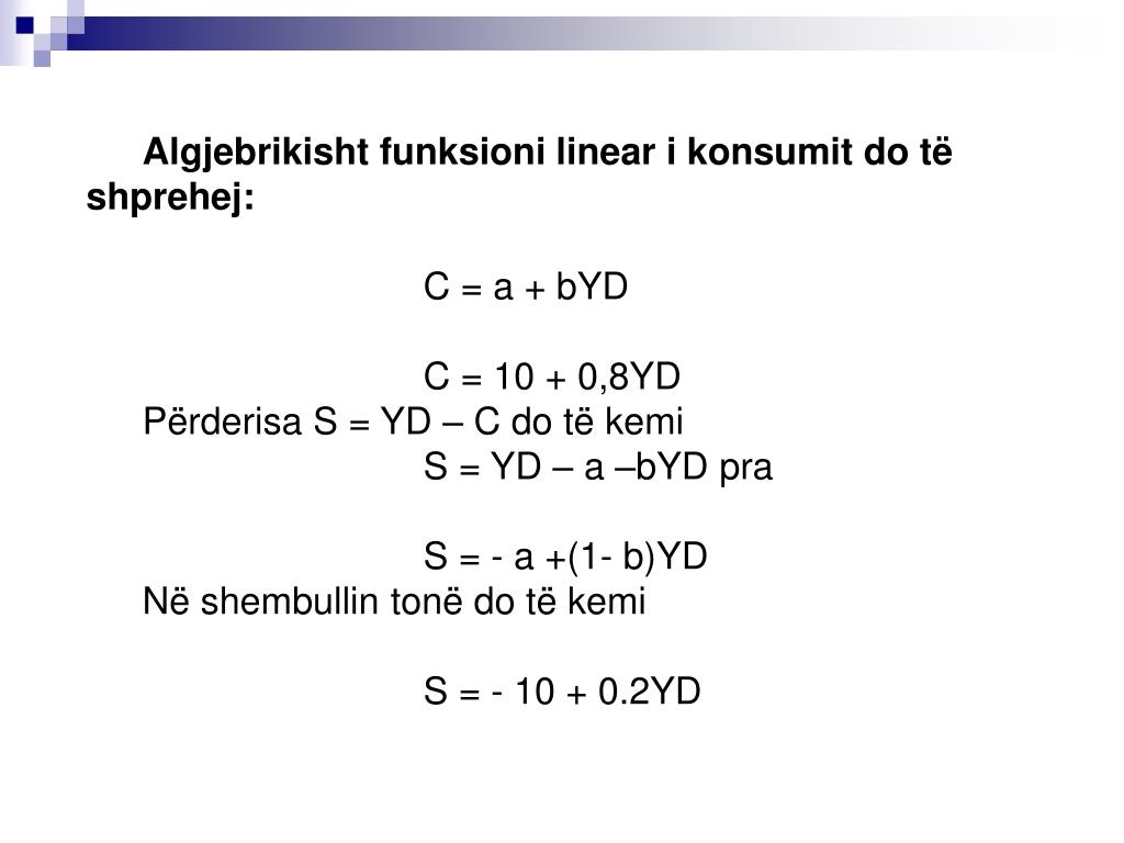 PPT - I. Konsumi dhe kursimi. Të ardhurat e disponueshme dhe funksioni ...