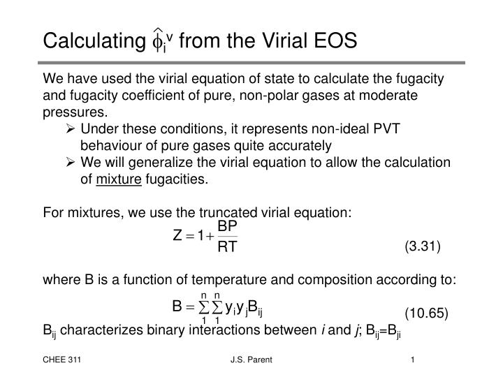 PPT - Calculating i v from the Virial EOS PowerPoint Presentation, free ...