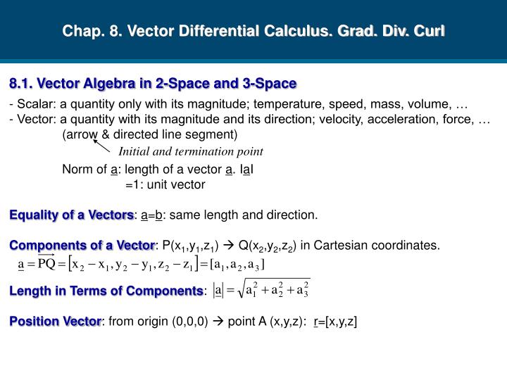 Ppt Chap 8 Vector Differential Calculus Grad Div Curl Powerpoint