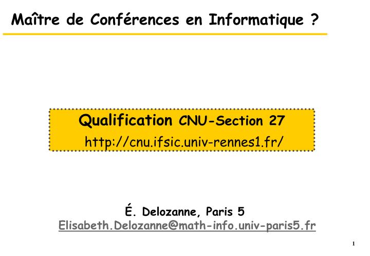 PPT - Maître de Conférences en Informatique ? PowerPoint Presentation ...