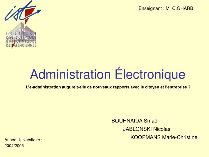 PPT - Administration Électronique PowerPoint Presentation, free download - ID:3409964