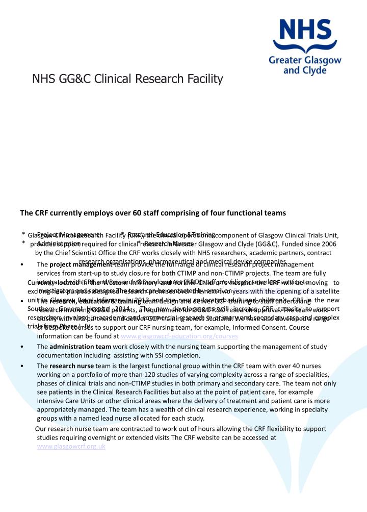 PPT - NHS GG&C Clinical Research Facility PowerPoint Presentation, free ...