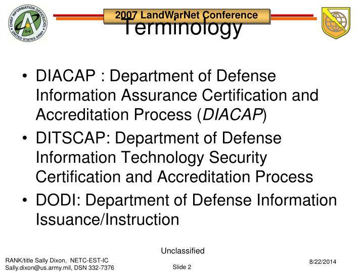 PPT - DIACAP Army Guidance and Transition Ms. Sally Dixon Army Office ...
