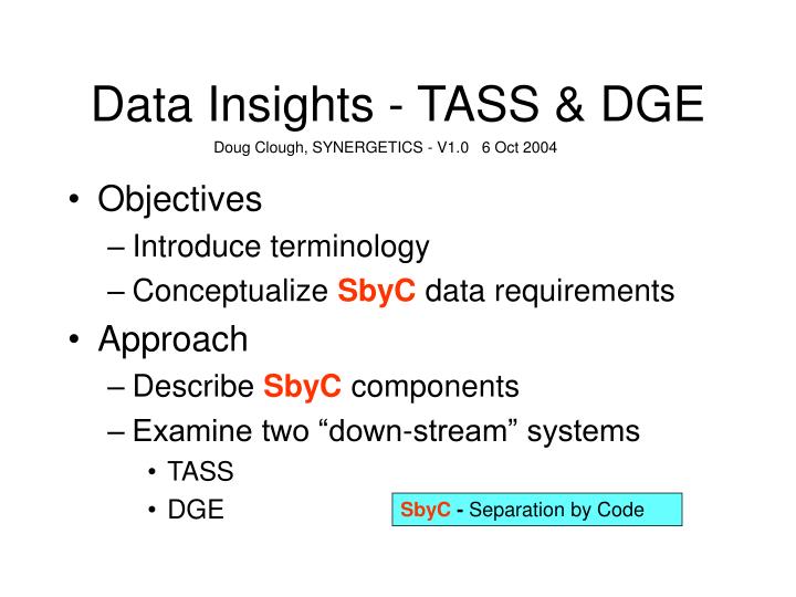 PPT - Data Insights - TASS & DGE PowerPoint Presentation, free download - ID:3412594