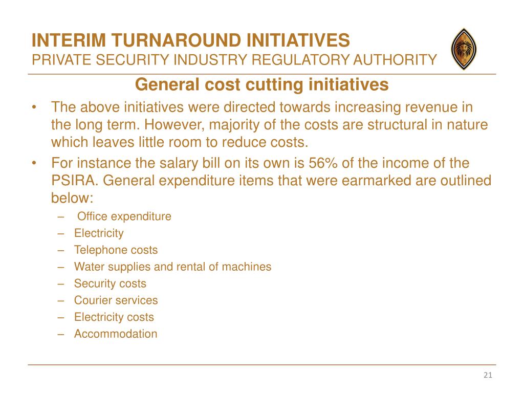 PPT - PSIRA TURNAROUND STRATEGIES PRIVATE SECURITY INDUSTRY REGULATORY ... PPT - PSIRA TURNAROUND STRATEGIES PRIVATE SECURITY INDUSTRY REGULATORY ...