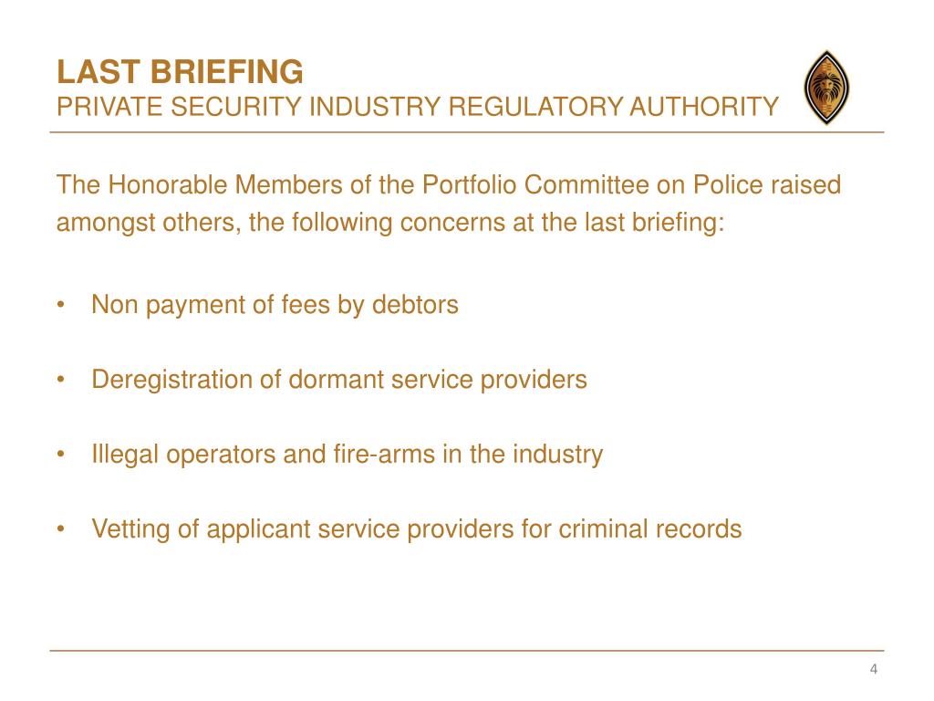 PPT - PSIRA TURNAROUND STRATEGIES PRIVATE SECURITY INDUSTRY REGULATORY ... PPT - PSIRA TURNAROUND STRATEGIES PRIVATE SECURITY INDUSTRY REGULATORY ...