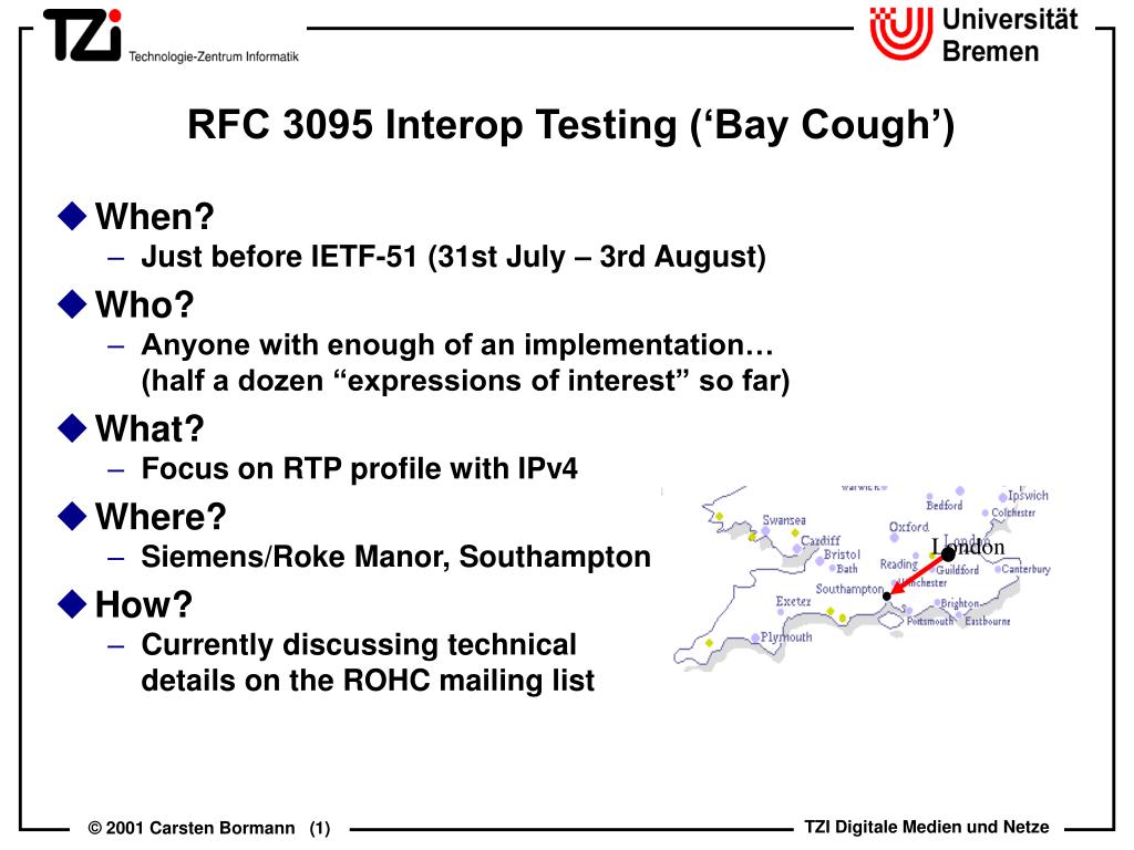 PPT - Robust Header Compression (ROHC) Bakeoff July/August 2001 Roke ...