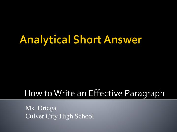 PPT - Analytical Short Answer PowerPoint Presentation, free download ...
