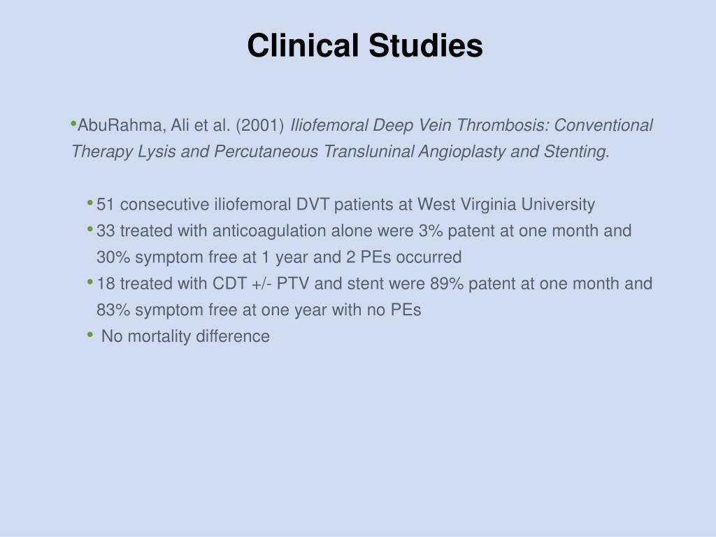 PPT - Endovascular Treatment for Patients with Deep Vein Thrombosis ...