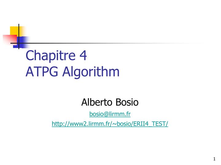 PPT - Chapitre 4 ATPG Algorithm PowerPoint Presentation, free download ...