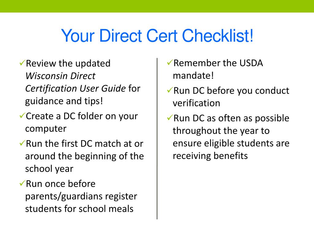 PPT - Wisconsin’s Direct Certification Process: Connecting kids to ...