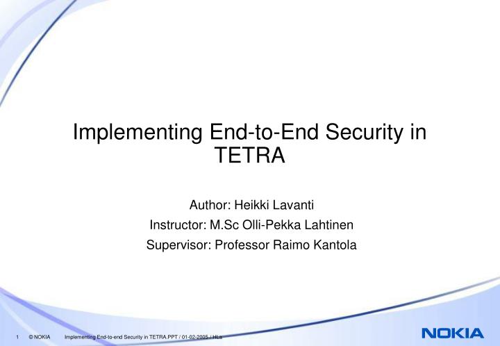 PPT - Implementing End-to-End Security in TETRA PowerPoint Presentation ...