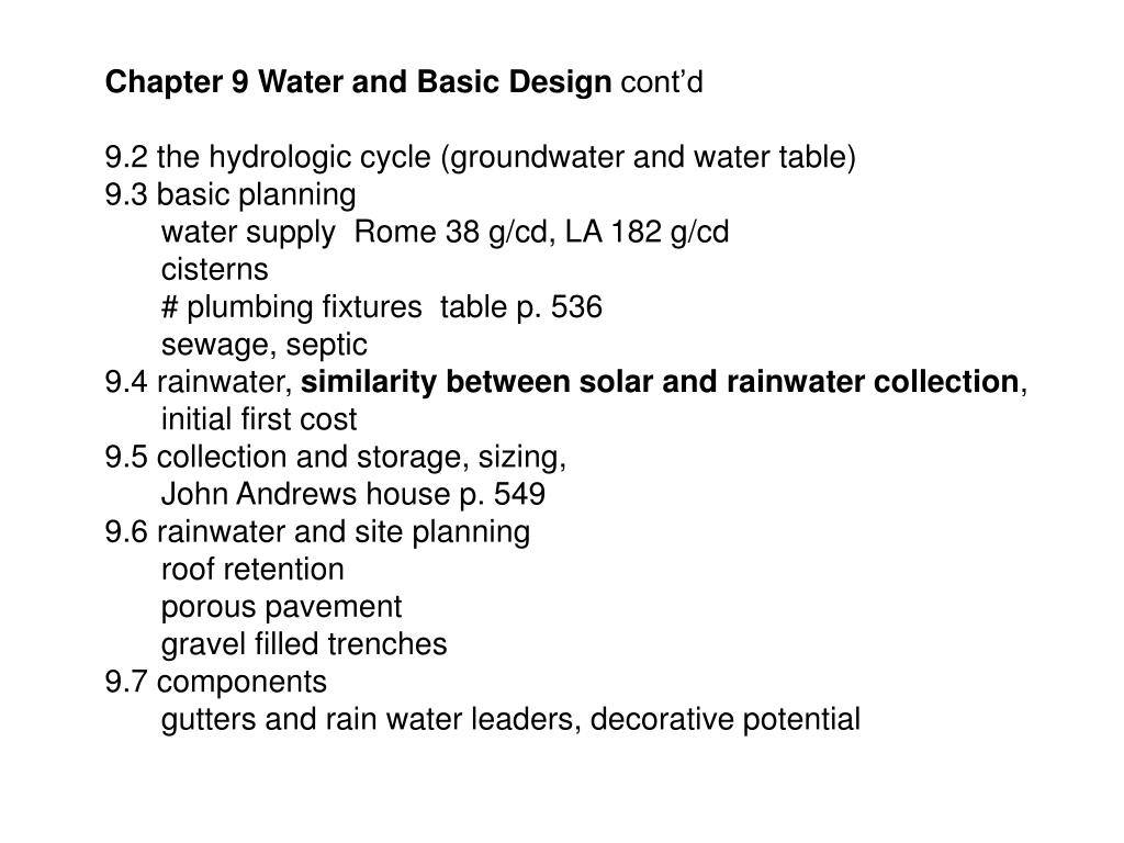 PPT - Chapter 9 Water and Basic Design “The next great world crisis ...