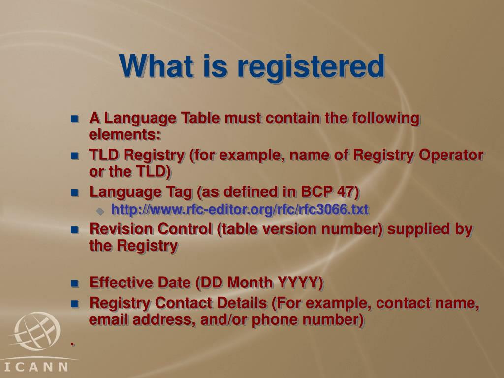 PPT - Registration of IDN Language Tables PowerPoint Presentation, free ...