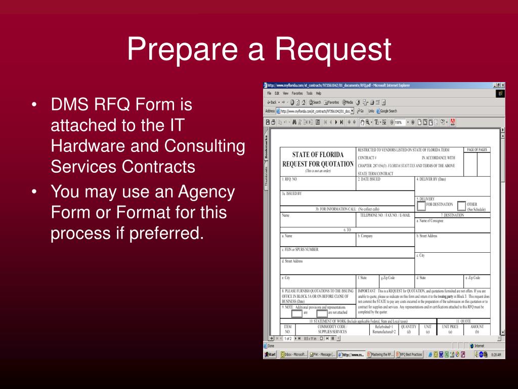 PPT - MASTERING THE RFQ PROCESS Genanne Wilson, DJJ Stu Potlock, DMS ...