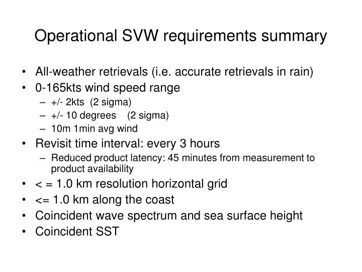 PPT - Operational SVW requirements summary PowerPoint Presentation ...