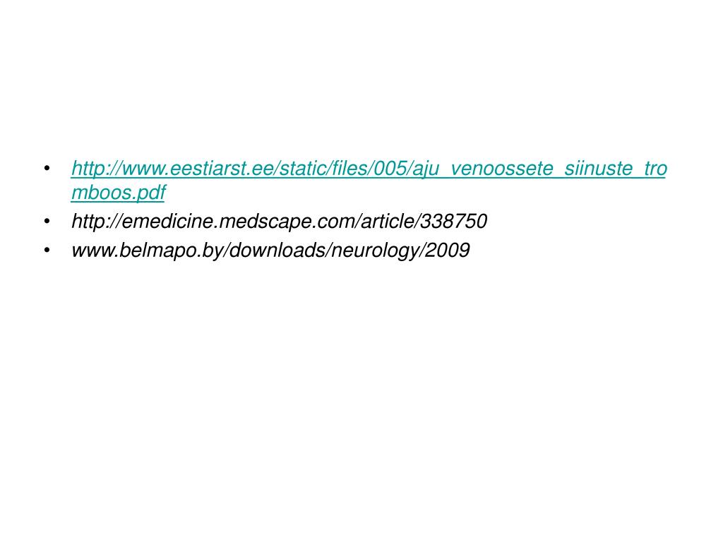 PPT - Aju venoossete siinuste tromboos PowerPoint Presentation, free ...